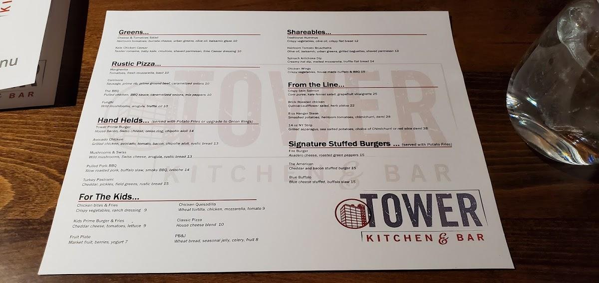 Menu at Tower Kitchen & Bar, Rockford