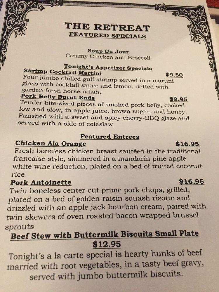 Menu at The Retreat pub & bar, Liverpool, 302 Vine St