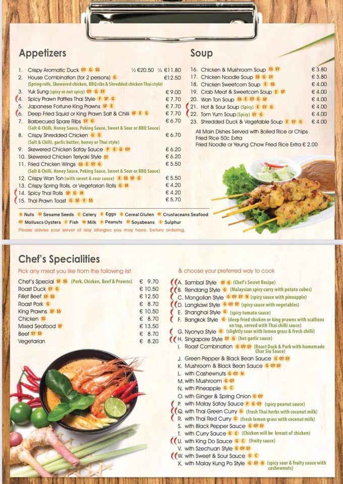Menu at Wau Fusion restaurant, Ratoath