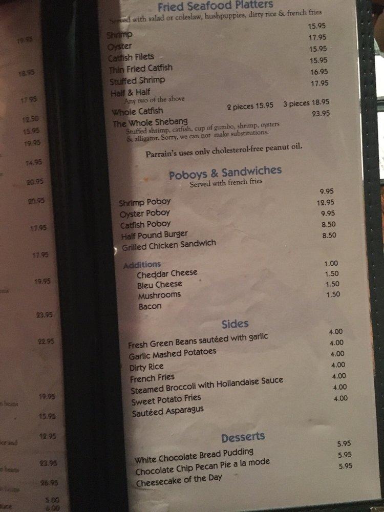 Menu at Parrain's Seafood Restaurant, Baton Rouge