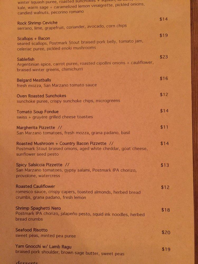 Menu at Belgard Kitchen restaurant, Vancouver