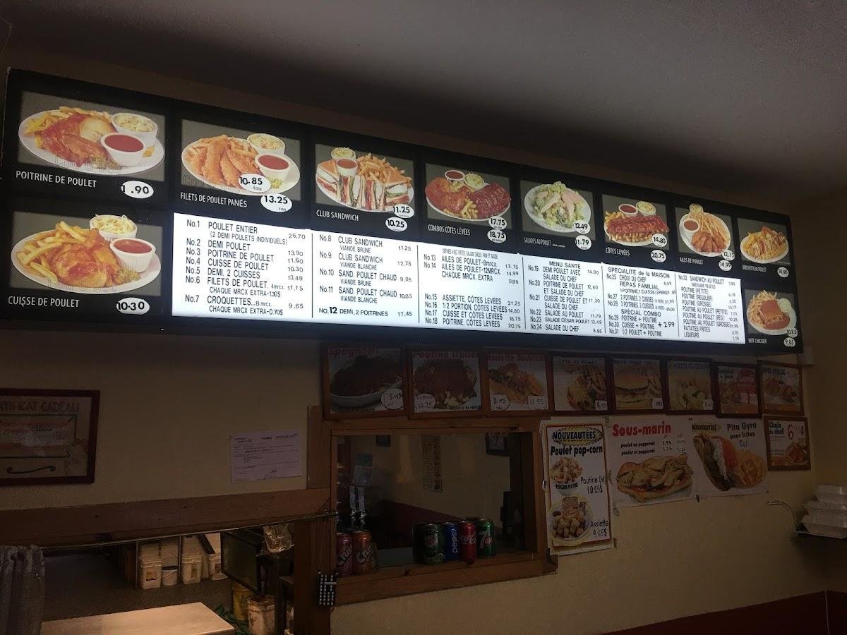 Menu at Coq-O-Bec restaurant, Laval, Bd de la Concorde E
