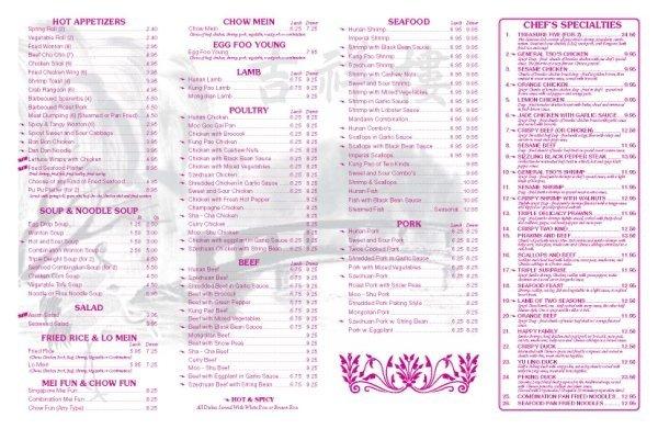 Menu at House Of Chou restaurant, Lake Ridge