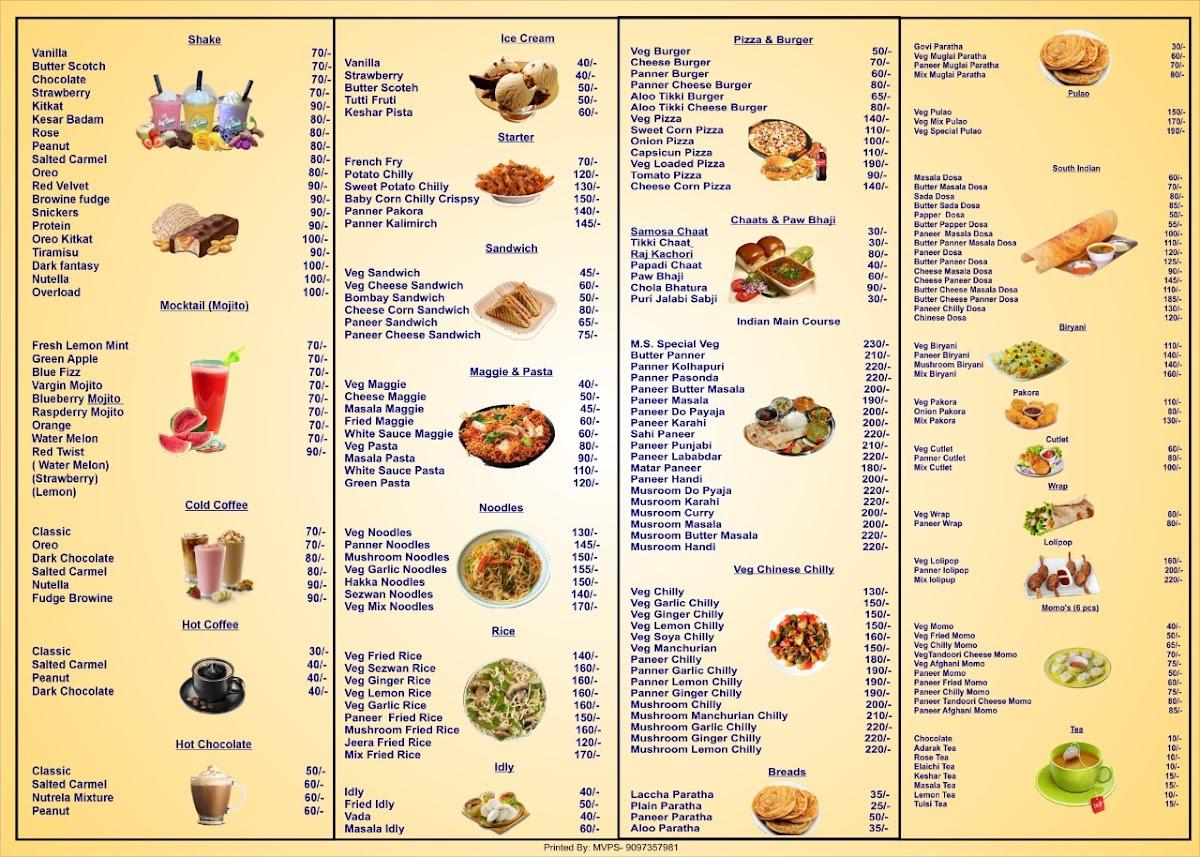 Menu at MS Sweets & Cafe, Bihta
