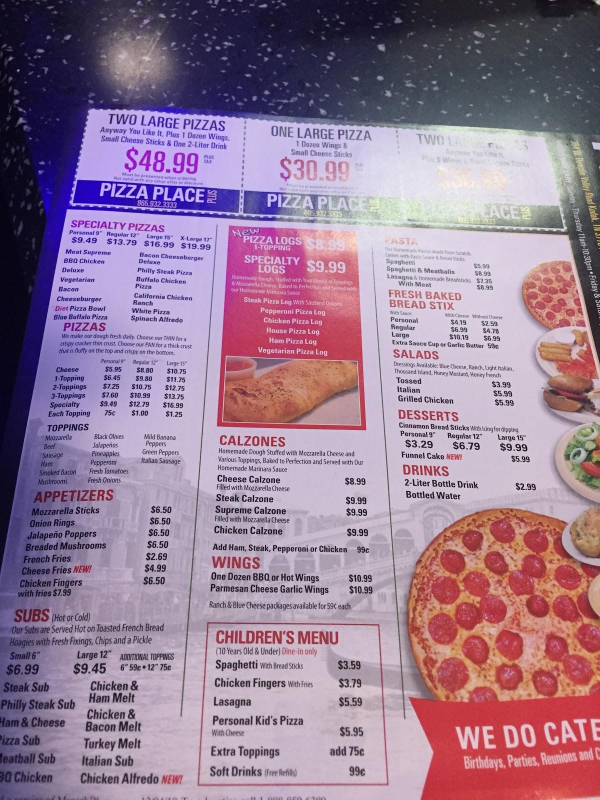 Menu at Noni's Pizza Place Plus pizzeria, Kodak, 364 W Dumplin Valley Rd