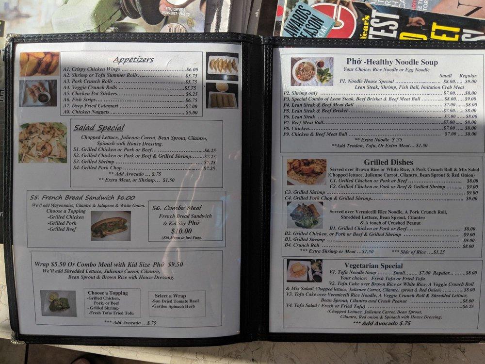 Menu at Noodle House restaurant, Chico