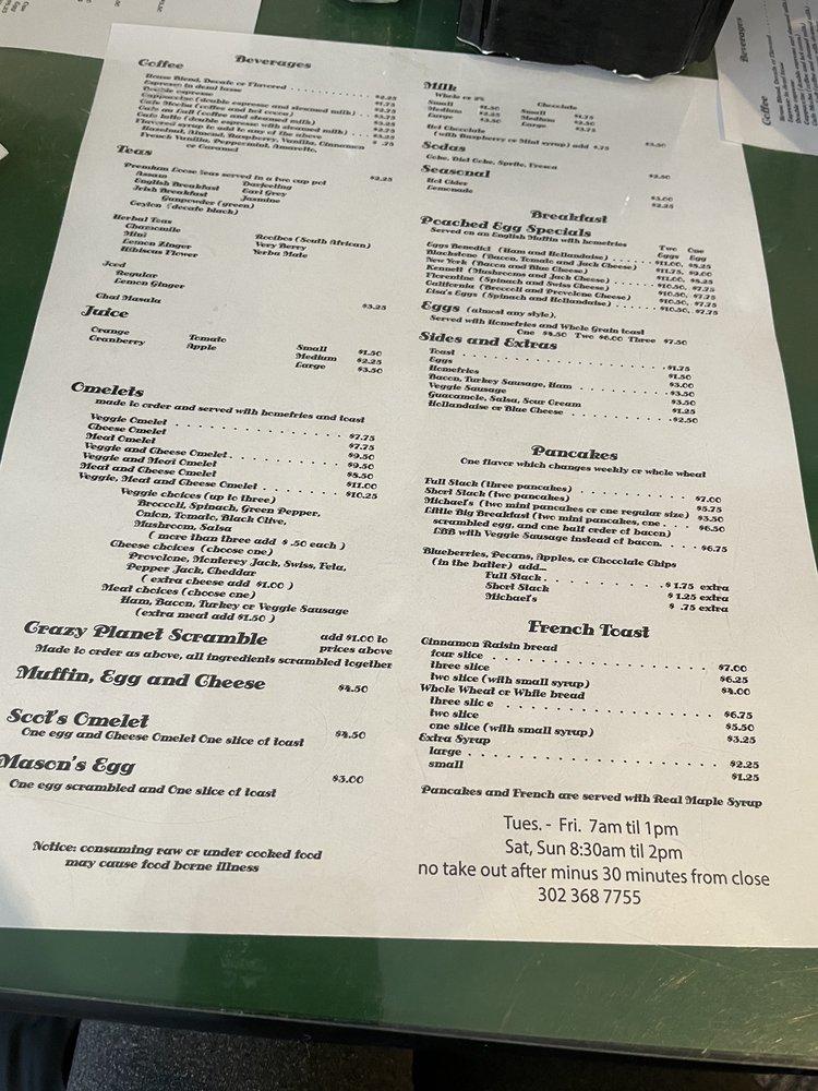 Menu at Sinclair's Cafe Ltd, Newark