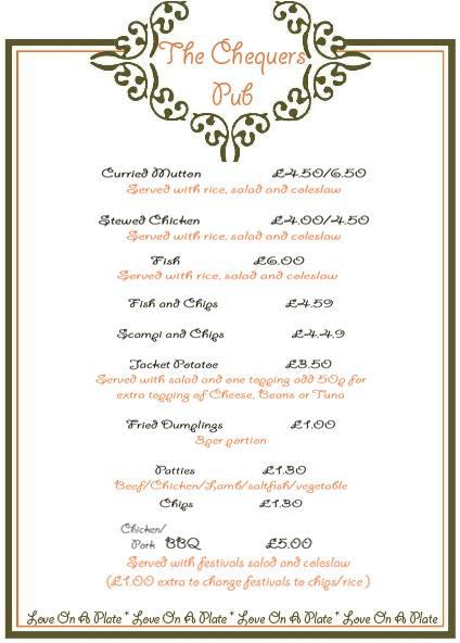 Menu at The Chequers pub & bar, Luton, 112 Park St
