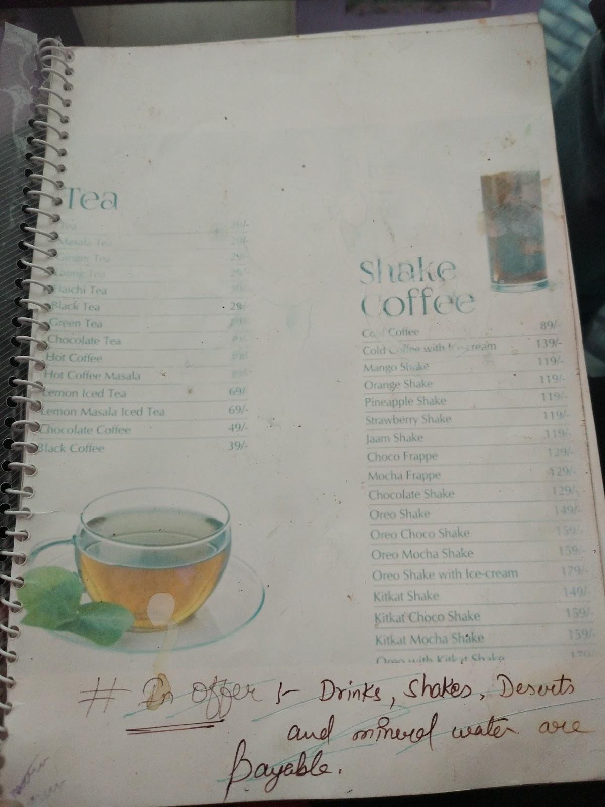 Menu at The Monroe Cafe, Indore