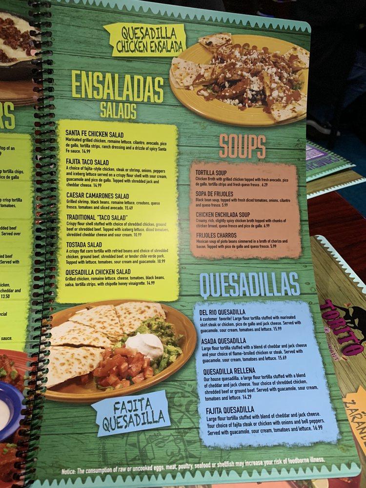 Menu at Torito Mexican Restaurant, North Haven