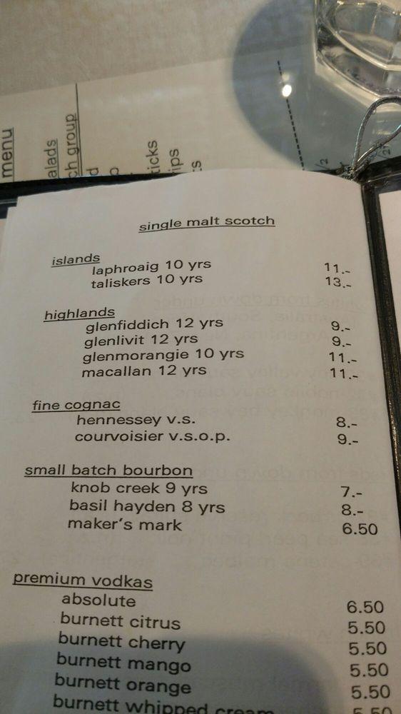 Menu at AJ's on the Creek steakhouse, Chincoteague Island