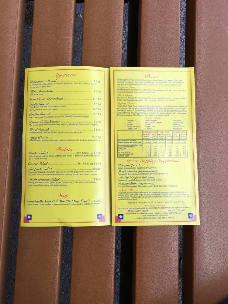 Menu at Chicago Style Pizza pizzeria, Hamilton