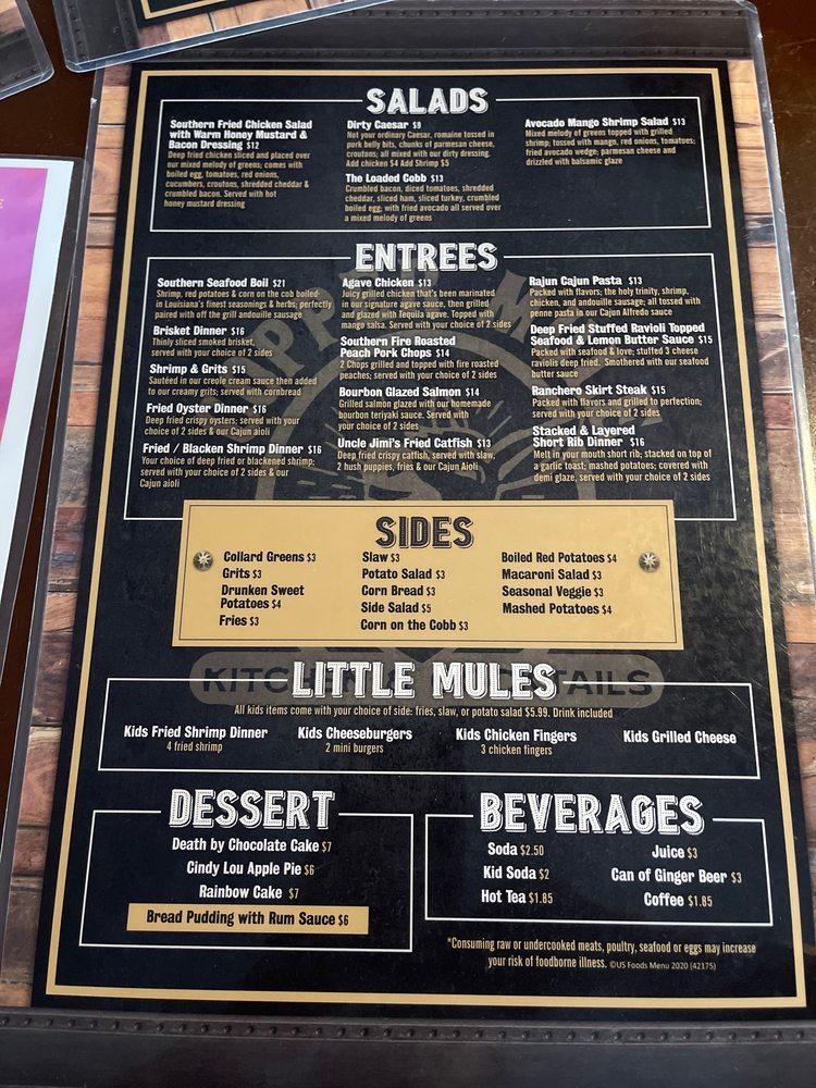Menu at Copper Mule pub & bar, Tarpon Springs