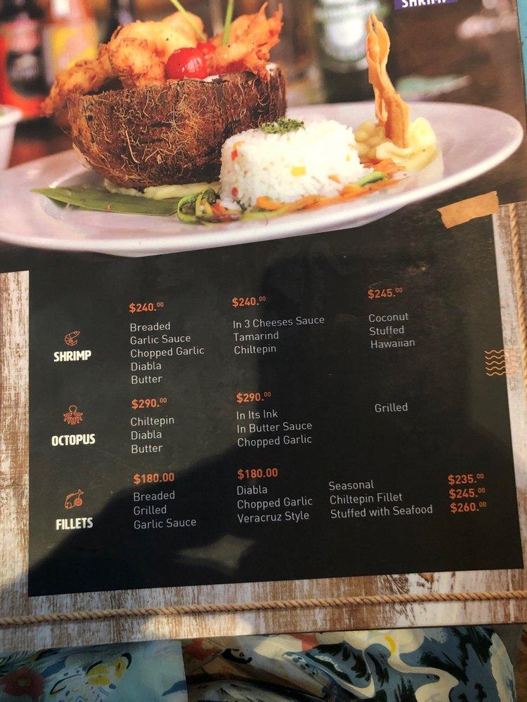 Menu at El Oasis restaurant, Playa del Carmen, Calle 12 Nte 251
