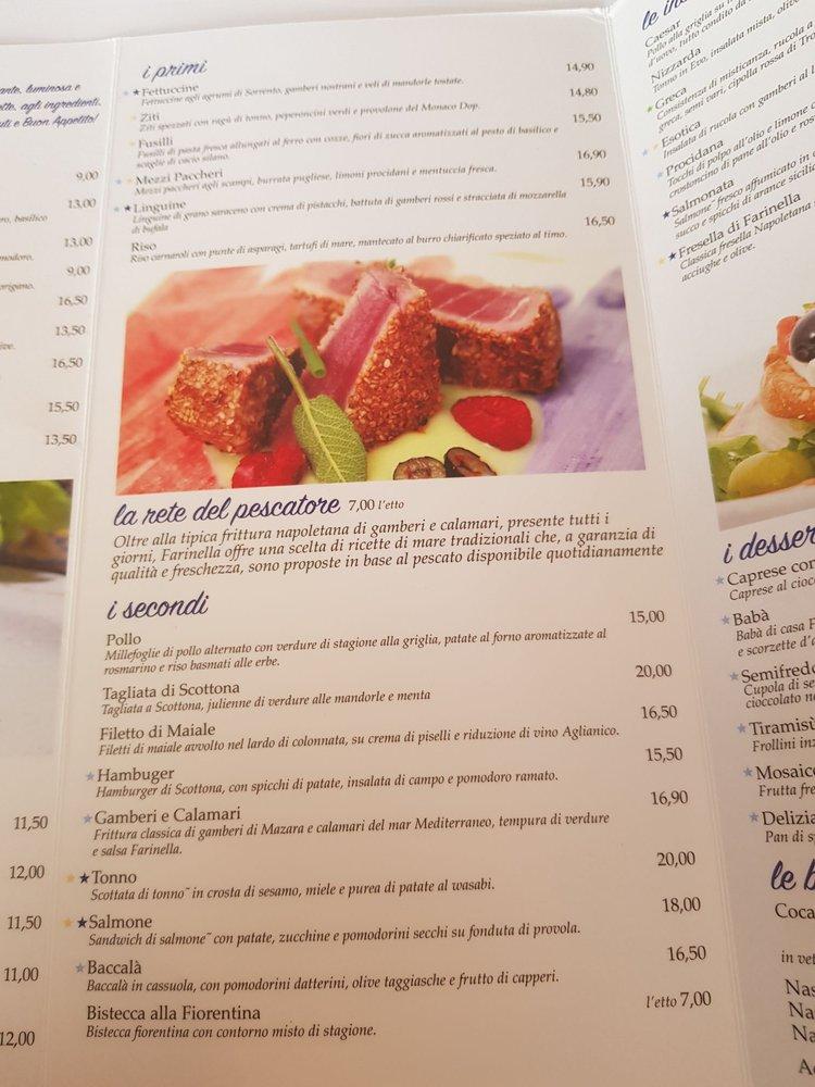 Menu at Farinella pizzeria, Noventa di Piave