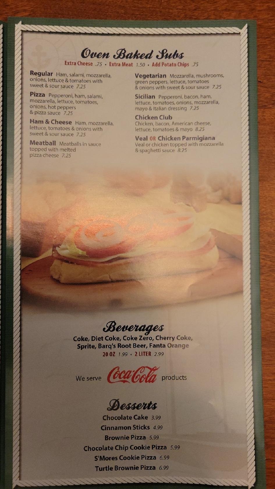 Menu at Huron Pizza House pizzeria, Huron