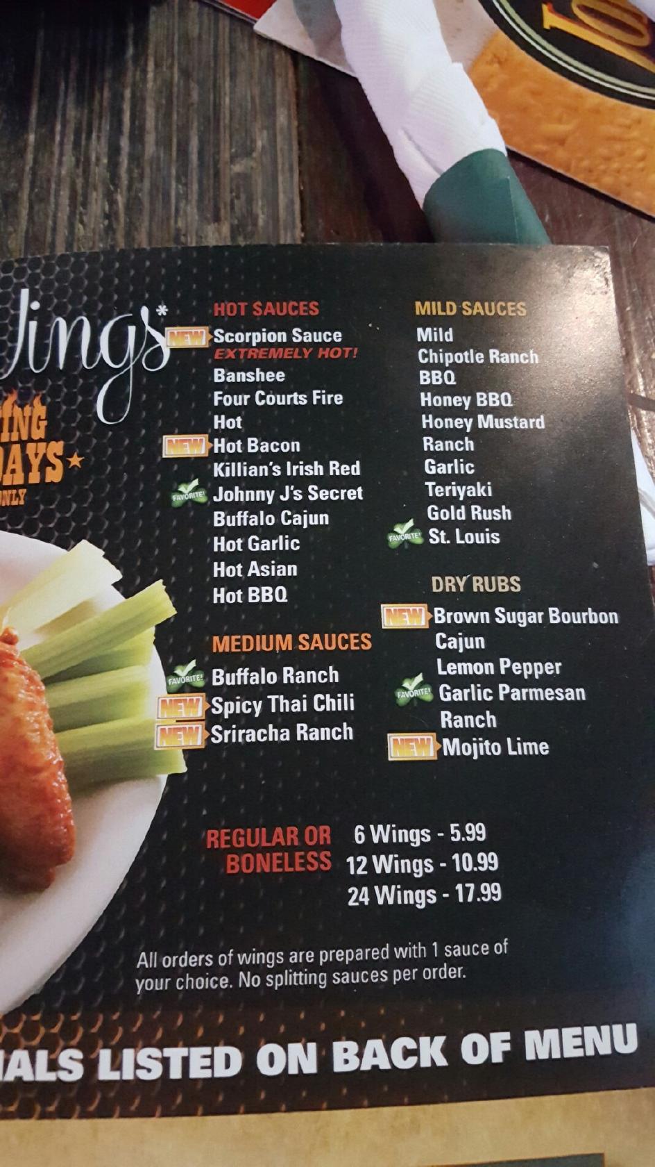 Menu at Johnny J's Pub & Grille, Strongsville, Strongsville, Pearl Rd