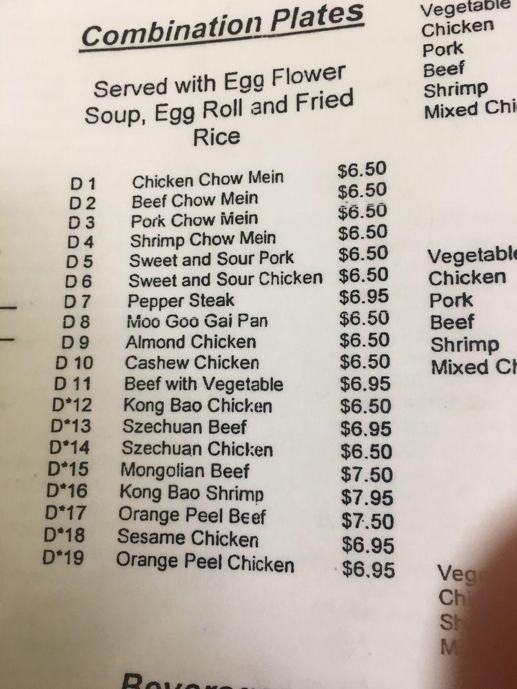 Menu at New Dragon restaurant, Albuquerque