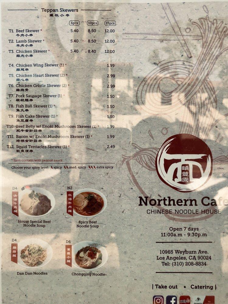Menu at Northern Cafe Noodle House, Los Angeles, Weyburn Ave