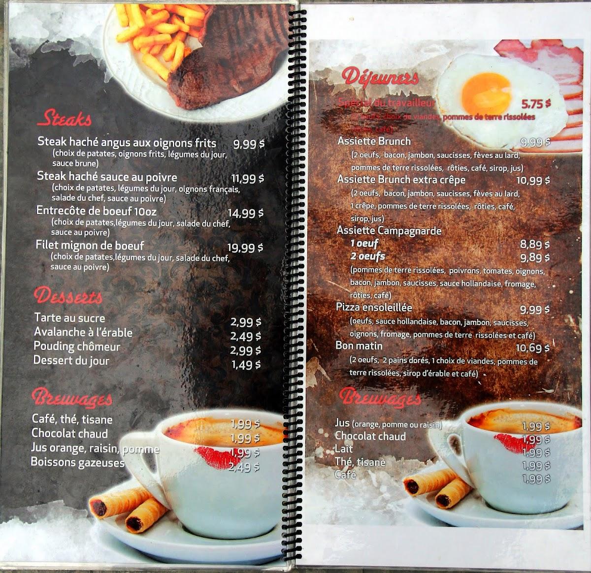 Menu au Québec Broue restaurant, Québec, Boulevard Wilfrid-Hamel