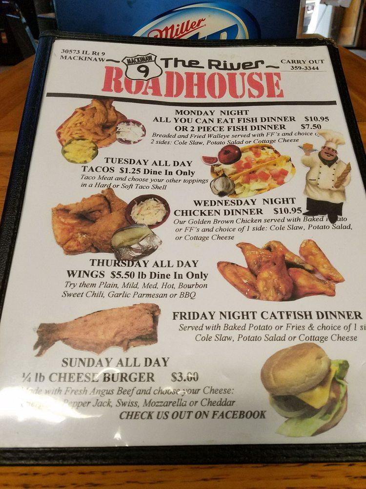 Menu at River Roadhouse pub & bar, Mackinaw