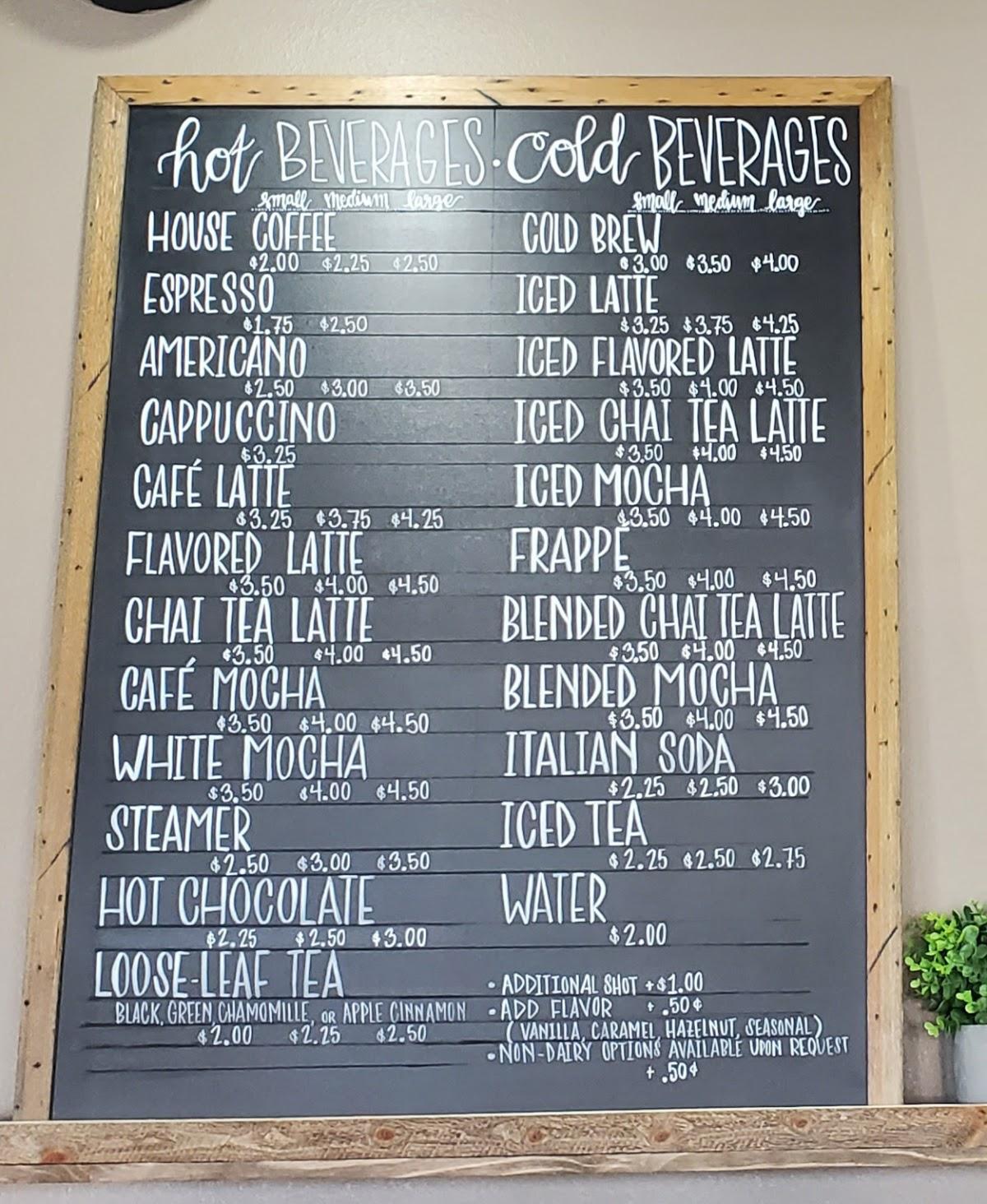 Menu at Café Moo cafe, Lebanon