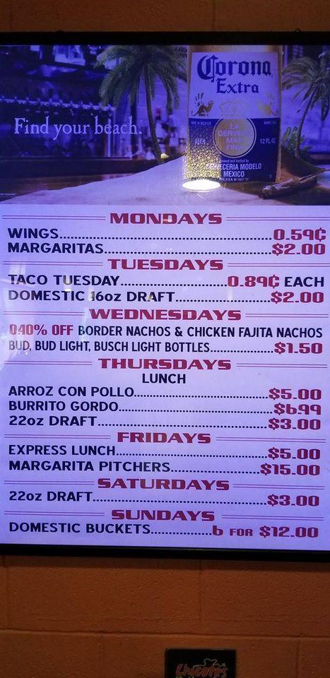 Menu at Chicotes Mexican Grill restaurant, Decatur, Nuttman Ave