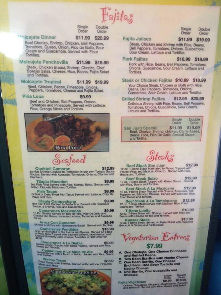 Menu at EL Dos De Oros restaurant, Ness City