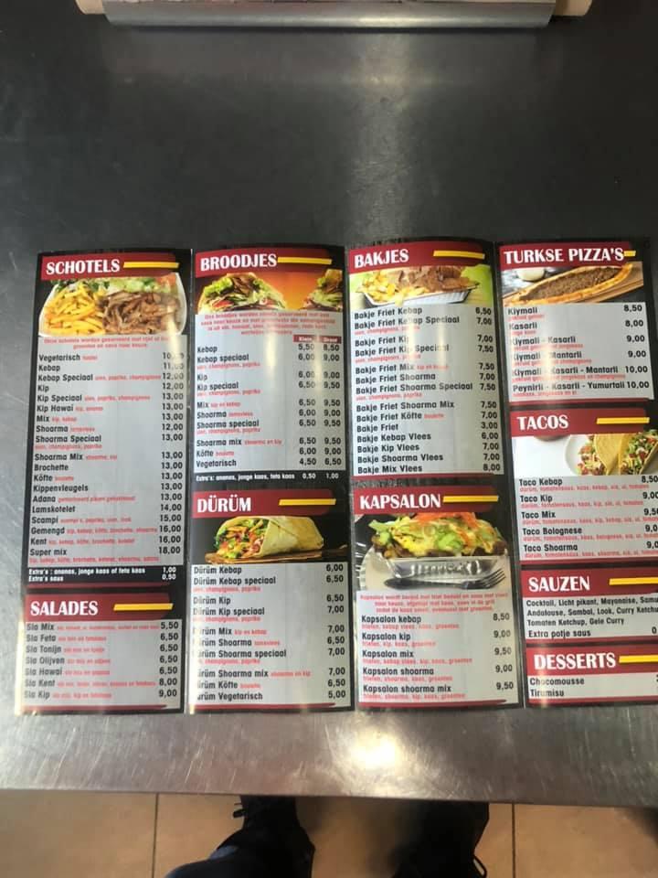 Menu au Kent Pizza & Kebab, Mol