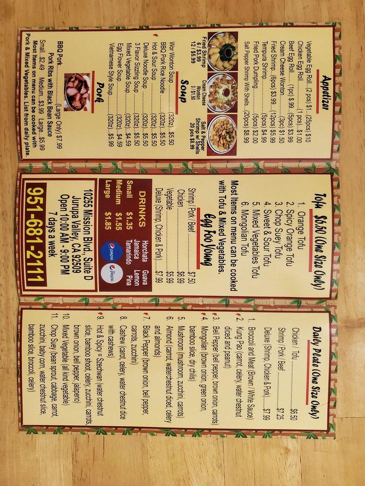 Menu at Mr You Chinese Food restaurant, Riverside, Mission Boulevard