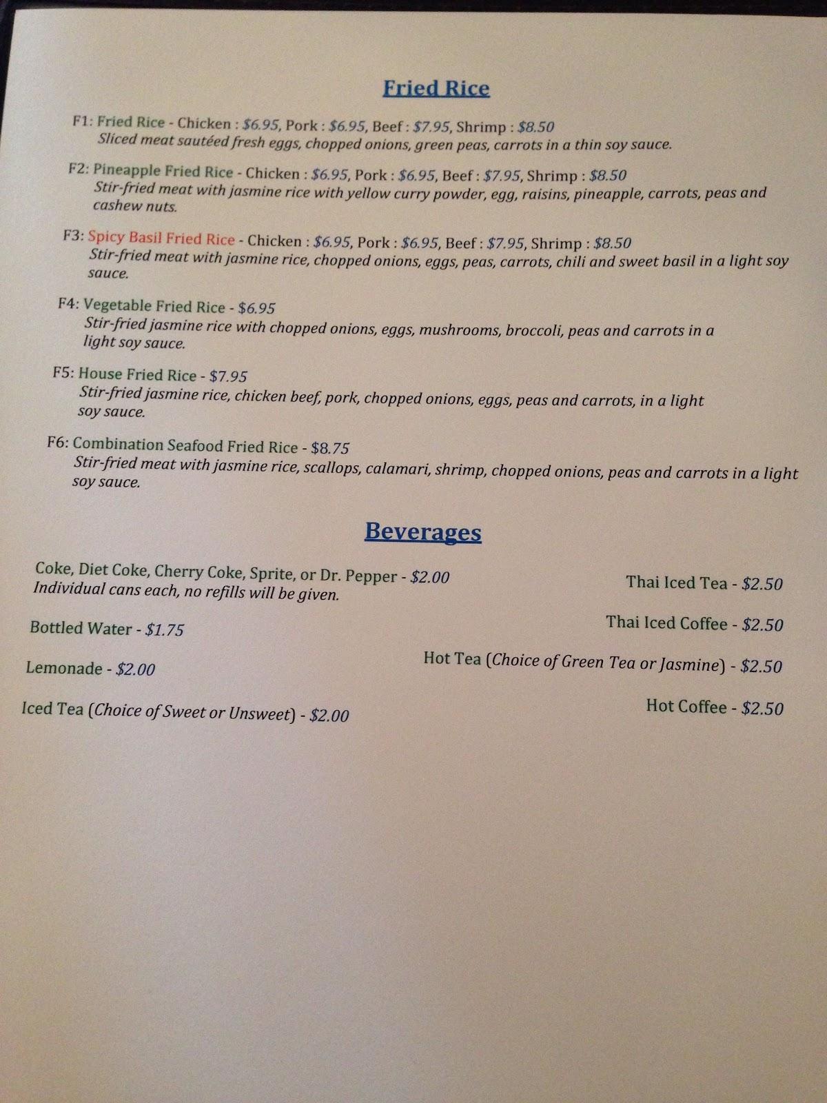 Menu at Simply Asian Thai Restaurant, Asheboro