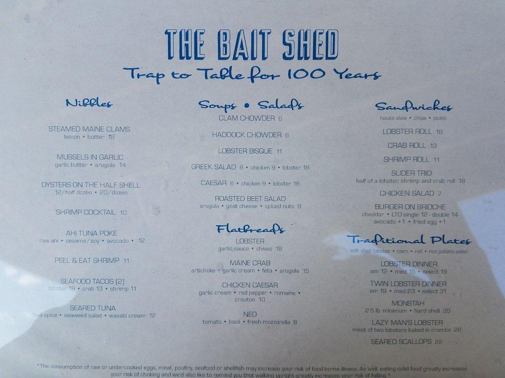 Menu at The Bait Shed pub & bar, Scarborough