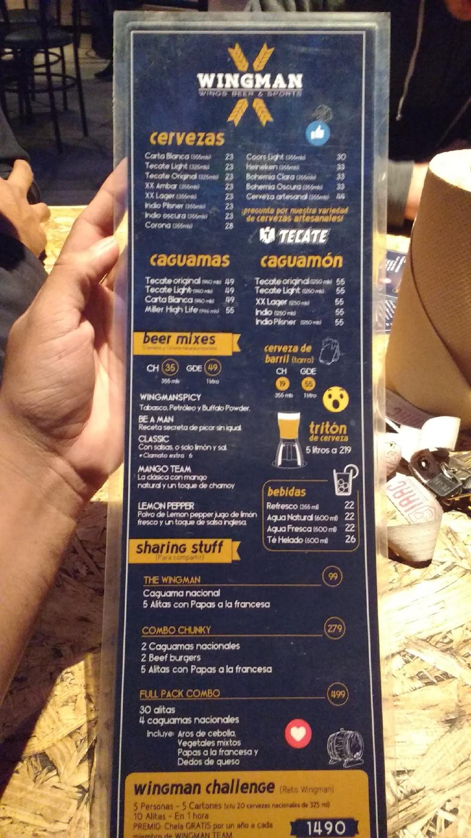 Menu at Wingman Patria pub & bar, Zapopan, Av. Patria 499