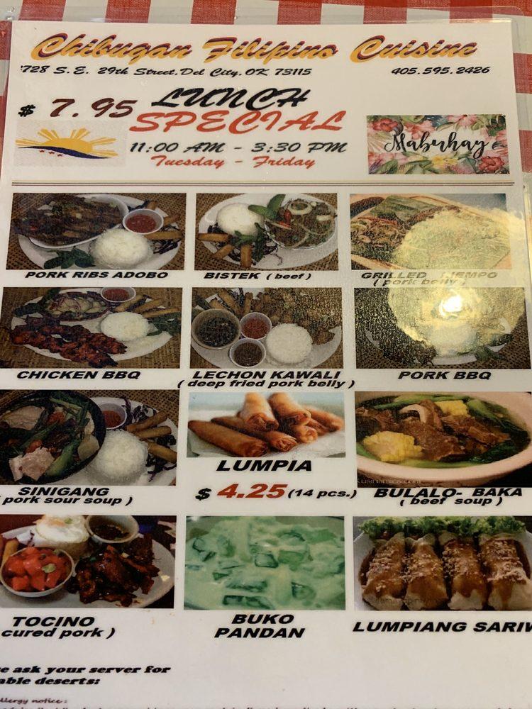 Menu at Chibugan Filipino Cuisine restaurant, Del City