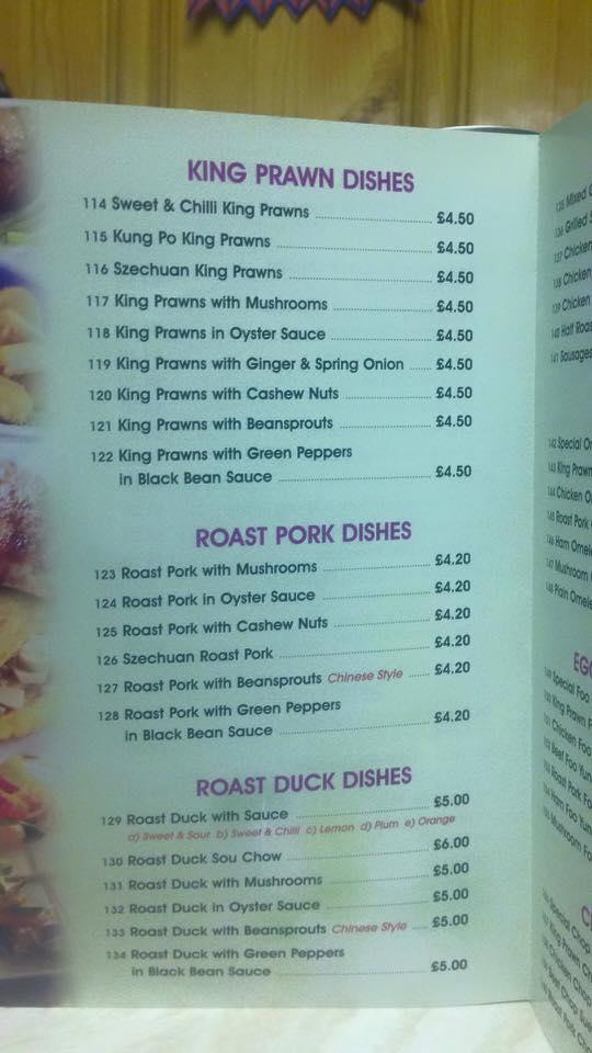Menu at Crystal Chinese Takeaway restaurant, Hartlepool