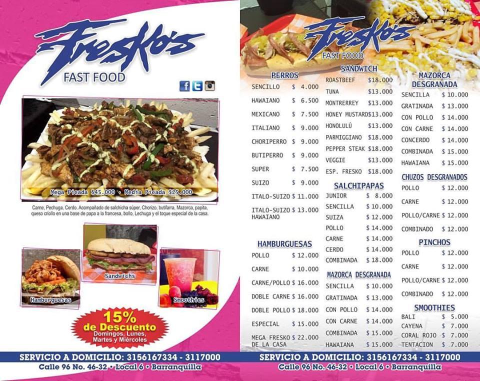 Menu at Fresko Fast & Good Food restaurant, Barranquilla