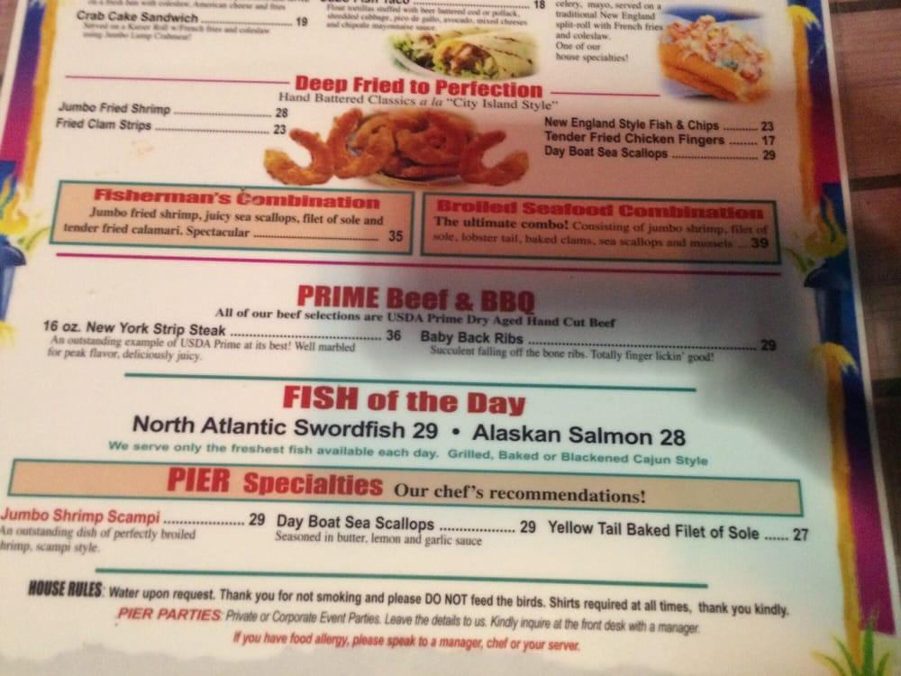 Menu at Pier Restaurant and Tiki Bar, Rye