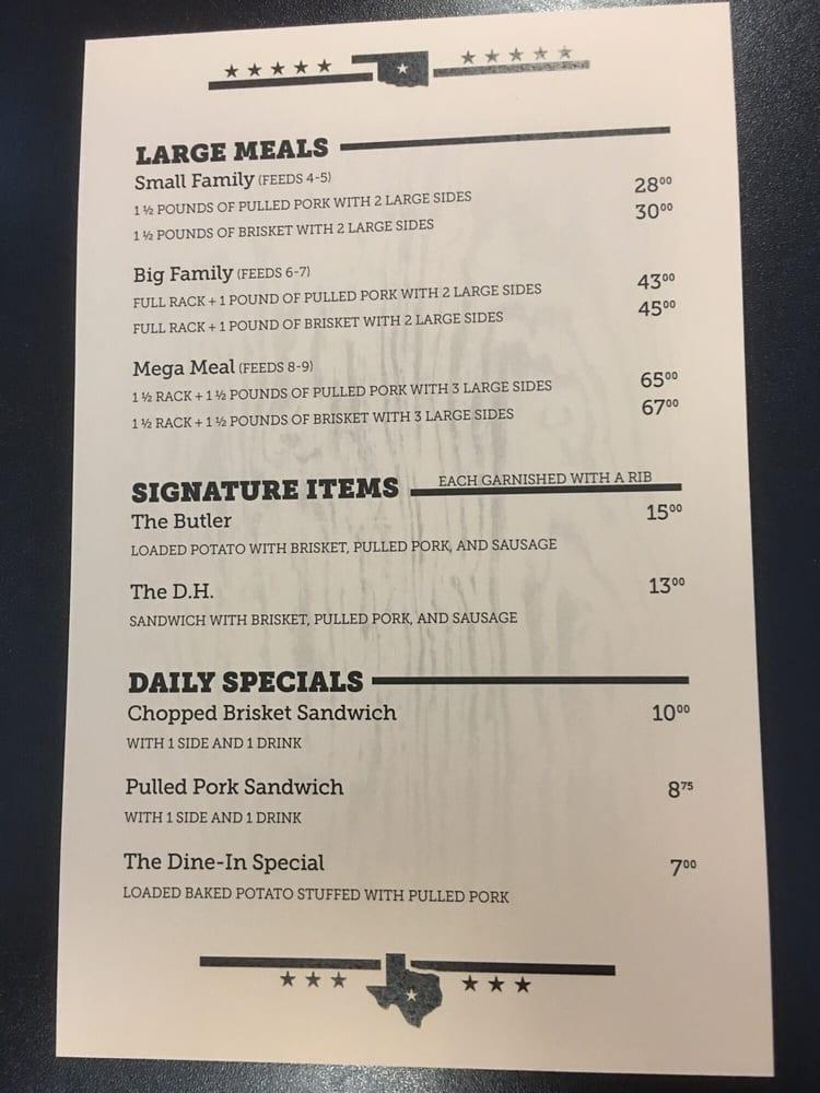 Menu at Texlahoma BBQ, Edmond, 121 E Waterloo Rd Suite 8