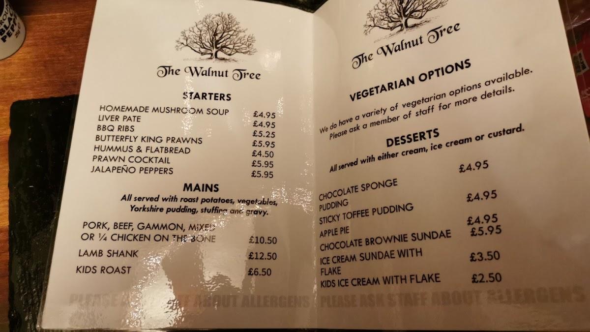 Menu at The Walnut Tree pub & bar, Eastchurch