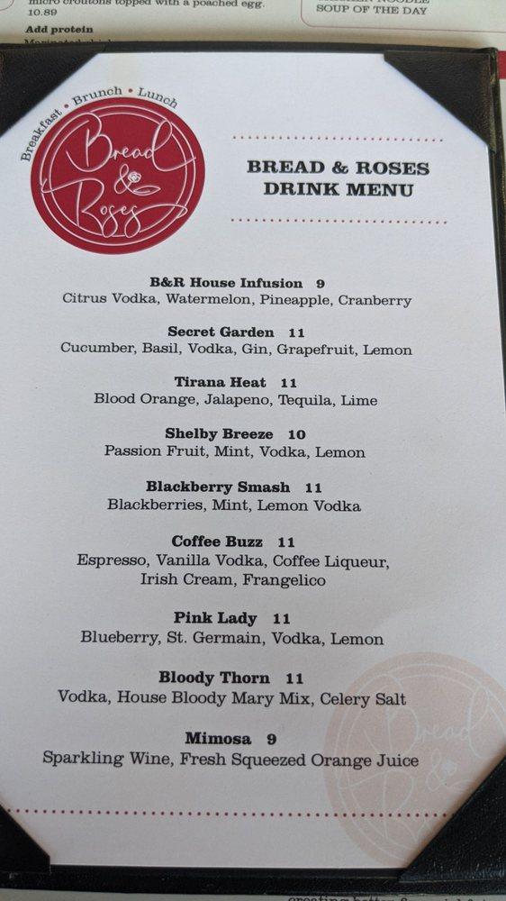 Menu at Bread & Roses restaurant, Shelby charter Township