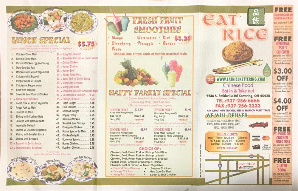 Menu at Eat Rice restaurant, Kettering, Smithville Rd