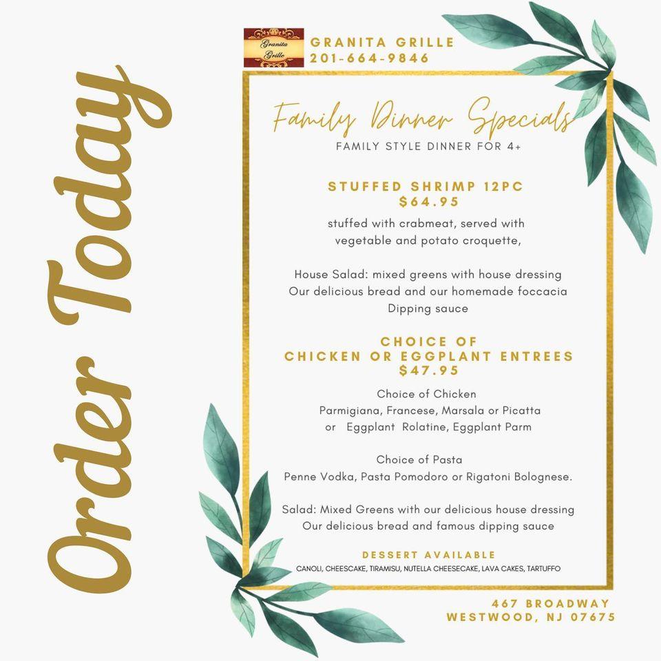 Menu at Granita Grille restaurant, Westwood