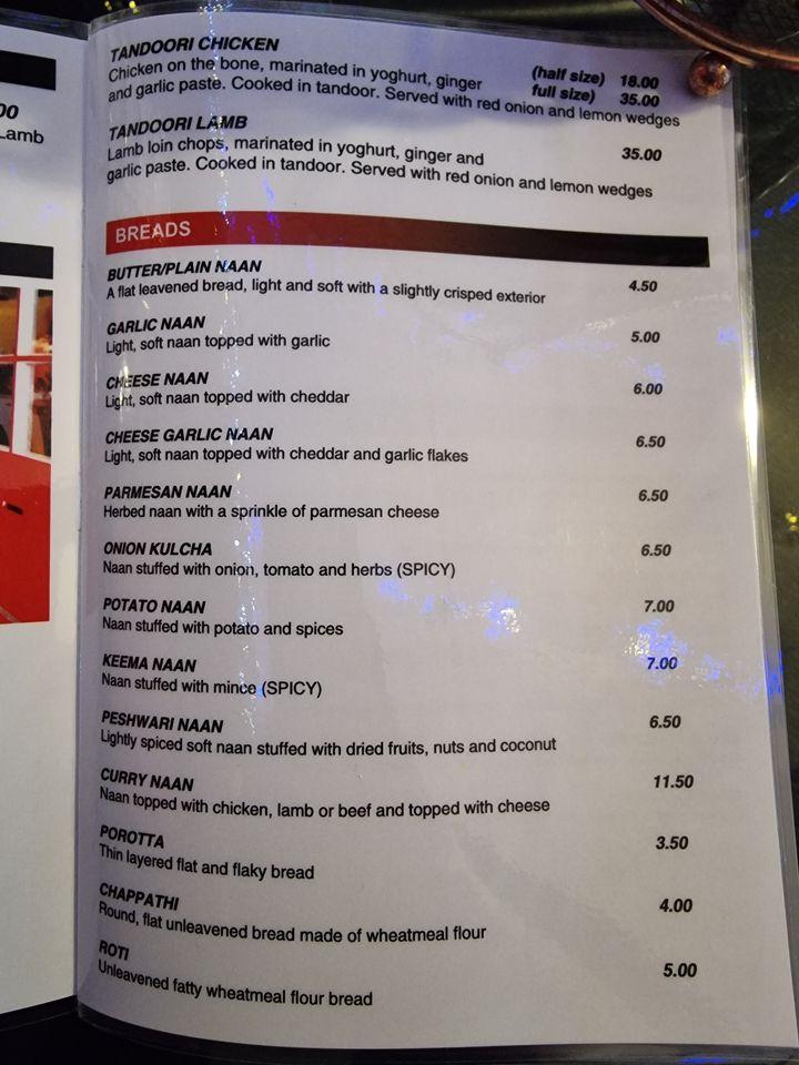 Menu at Kumar's Something Special restaurant, Paeroa