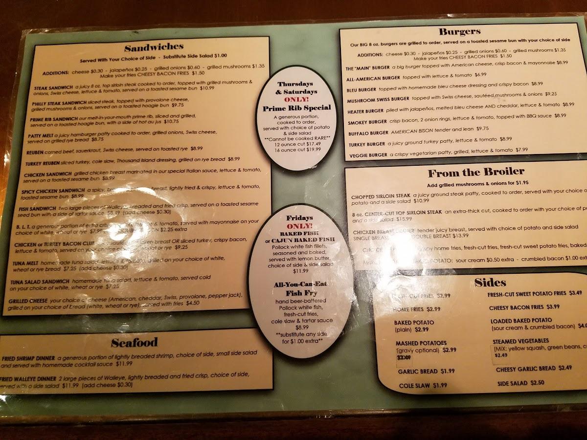 Menu at Larry's Main Entrance restaurant, Akron