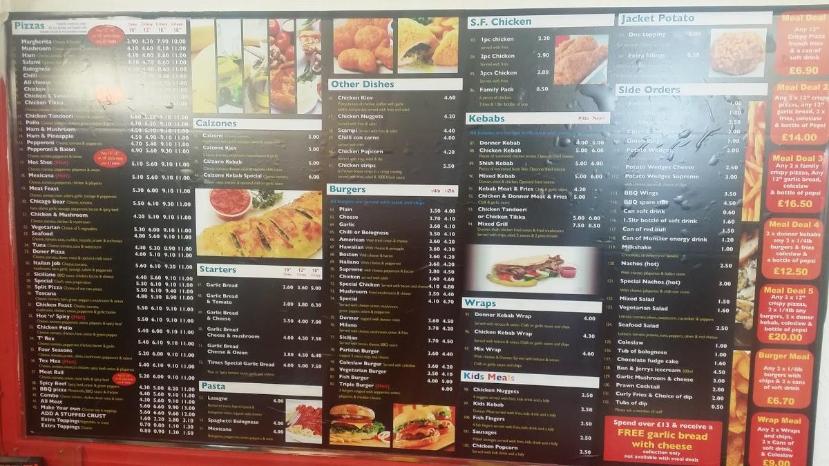Menu at Pizza Time fast food, Featherstone