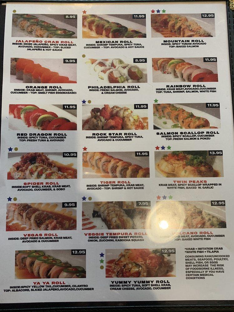 Menu at Samurai Sushi Bar, Hanford