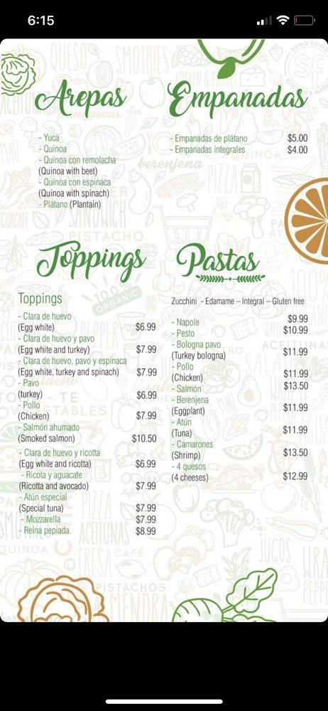 Menu at Sano Food Weston restaurant, Weston