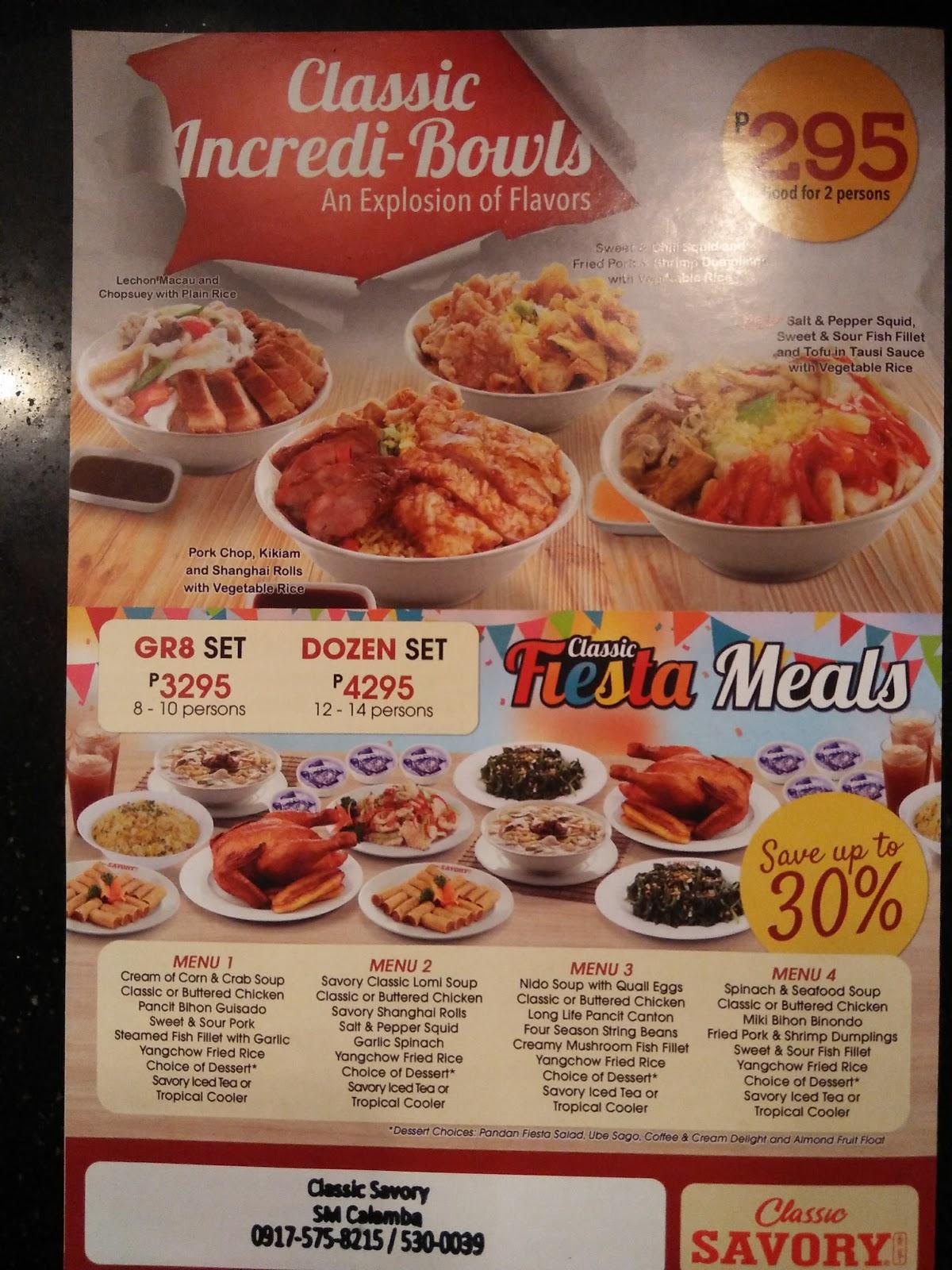 Menu at Classic Savory SM City Calamba restaurant, Calamba, SM City Calamba