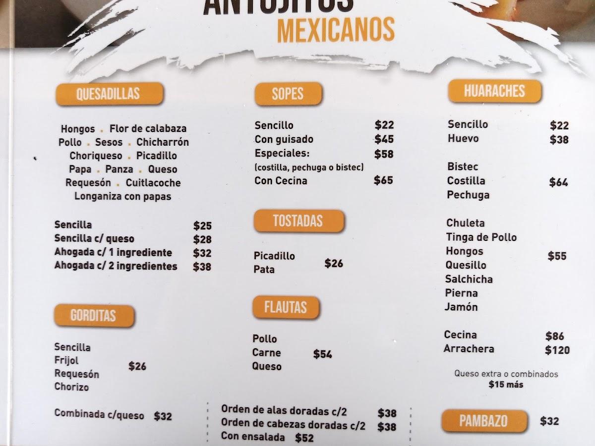 Carta del restaurante El Pollito, Ciudad del México, Lebrija esquina con