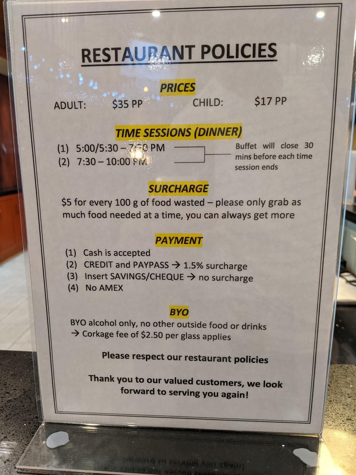 Menu at Hancookwan Korean BBQ Buffet Restaurant, Willetton